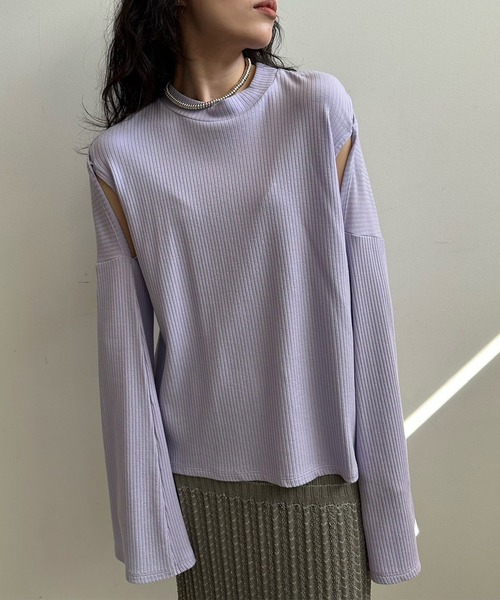 Ameri（アメリ）の「2WAY REMOVABLE SLEEVE RIB TOP（Tシャツ/カットソー）」 - WEAR