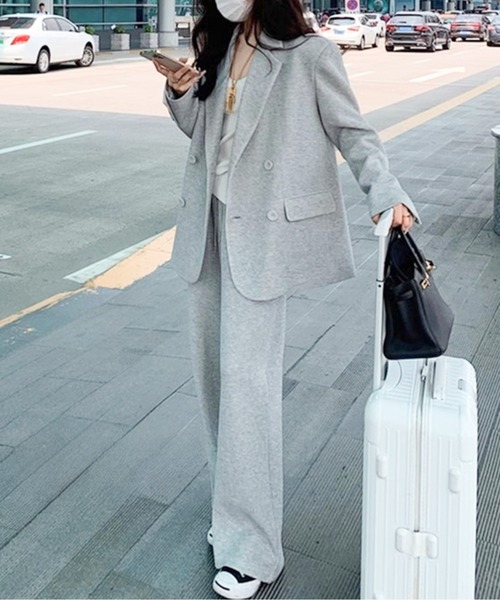 AMAJI（アマジ）の「スーツセット スウェットダブルブレストジャケット＆パンツ（セットアップ）」 - WEAR