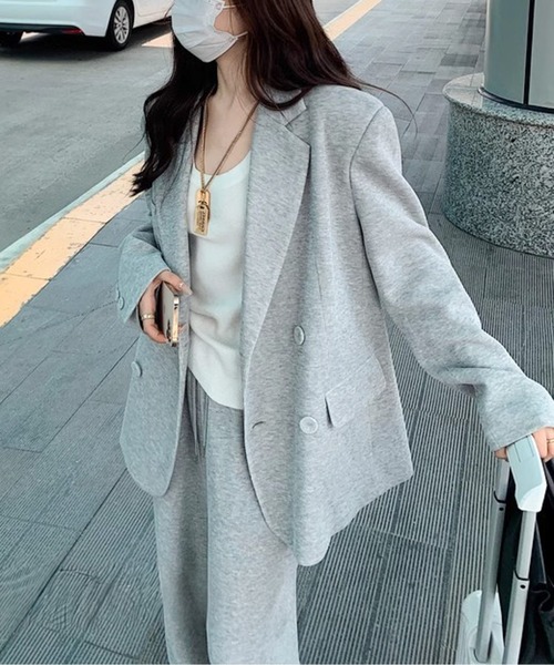 AMAJI（アマジ）の「スーツセット スウェットダブルブレストジャケット＆パンツ（セットアップ）」 - WEAR