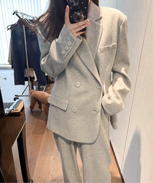 AMAJI（アマジ）の「スーツセット スウェットダブルブレストジャケット＆パンツ（セットアップ）」 - WEAR