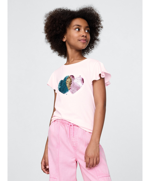 GAP（ギャップ）の「フリッピー 変身スパンコール フラッタースリーブ グラフィックTシャツ (キッズ)（Tシャツ/カットソー）」 - WEAR