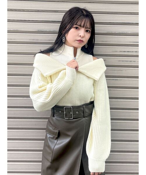MURUA（ムルーア）の「ショルダーオープンハーフZIPニット（ニット/セーター）」 - WEAR