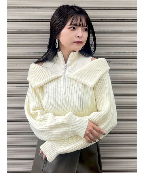 MURUA（ムルーア）の「ショルダーオープンハーフZIPニット（ニット/セーター）」 - WEAR