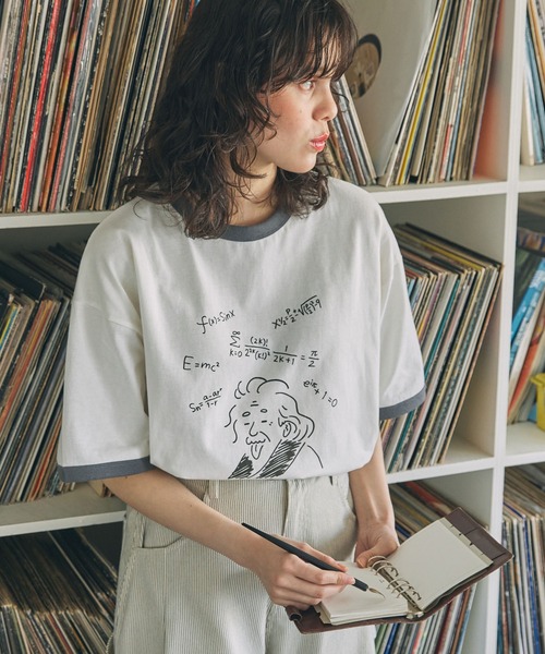 手書き風 偉人イラスト 半袖 リンガーTシャツ MONO-MART LADY'S│MONO