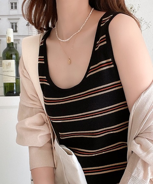 Java（ジャバ）の「《JaVa ジャバコラボ》レトロな雰囲気漂う。 2wayボーダーニットタンク（タンクトップ）」 - WEAR