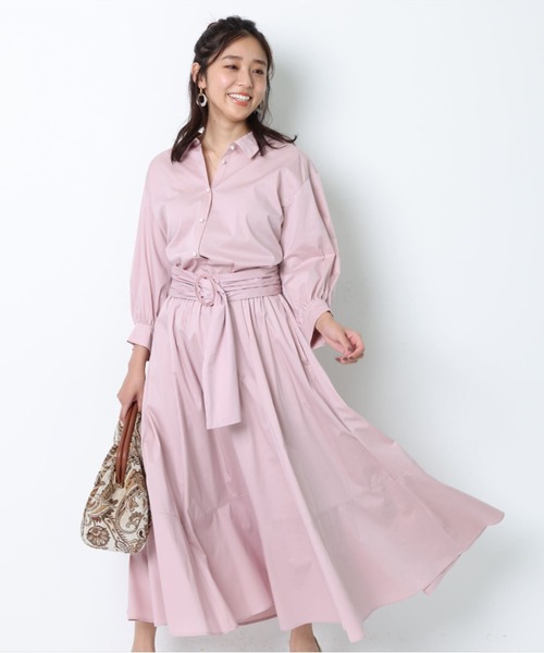 JUSGLITTY（ジャスグリッティー）の「パール釦シャツ×スカートSET（ワンピース）」 - WEAR