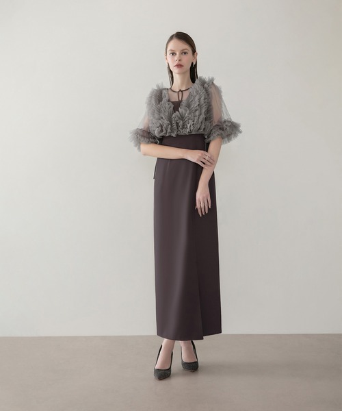 Leja（レジャ）の「【LEJA】チュールフリルビスチェIラインワンピース