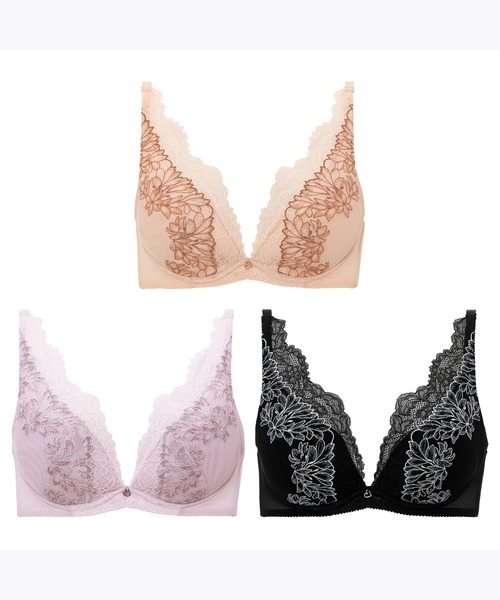 AMOSTYLE BY Triumph（アモスタイルバイトリンプ）の「チャーミングラマー スリムライン Deep V ブラジャー ノーブル ブロッサム【B,C,Dカップ】AMST1387 ...