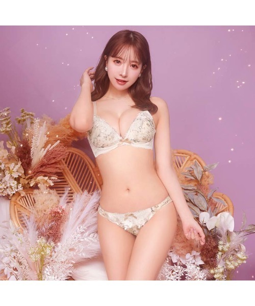 darial（ダリアル）の「[DRW]ブラジャー ショーツ セットクラシック 水彩フルール エンブロイダリーブラジャー & フルバック ショーツ | 下着 レディース セット ランジェリー ...