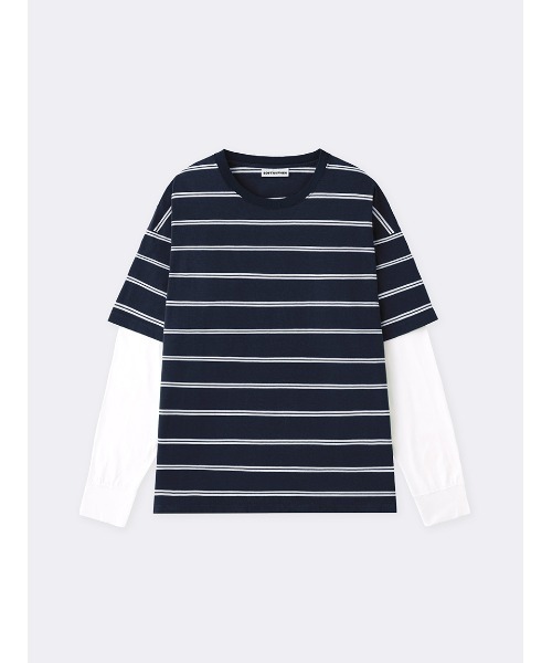 BORDER STRIPE LAYERED SLEEVE L/S TEE（Tシャツ/カットソー）｜SOFTHYPHEN（ソフトハイフン）のファッション通販 - ZOZOTOWN