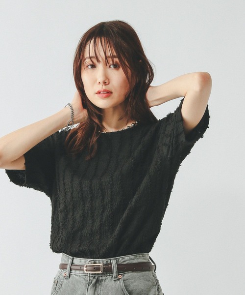 GLOBAL WORK（グローバルワーク）の「Beauteeジャガードプルオーバー半袖/455461（Tシャツ/カットソー）」 - WEAR