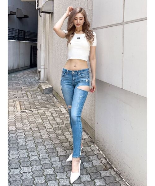 GYDA（ジェイダ）の「GYGYプレートハーフスリーブニットトップス（ニット/セーター）」 - WEAR