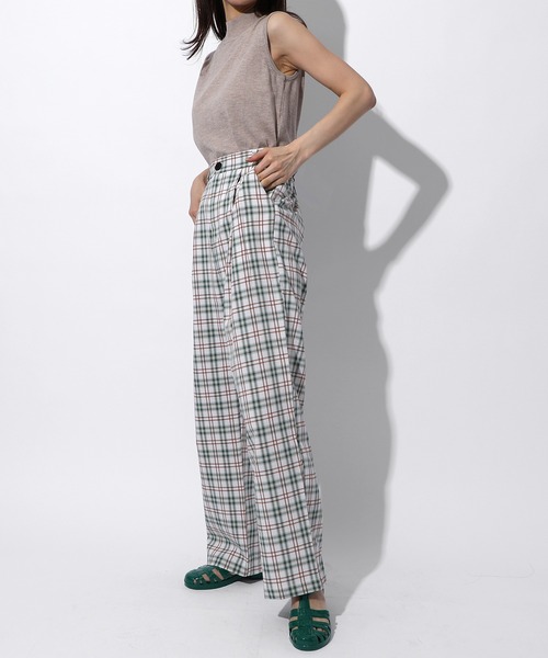 SETUP7（セットアップセブン）の「風通しの良いサラッとした素材。【SETUP7】グリーンチェックタックパンツ SCCH（その他パンツ）」 - WEAR