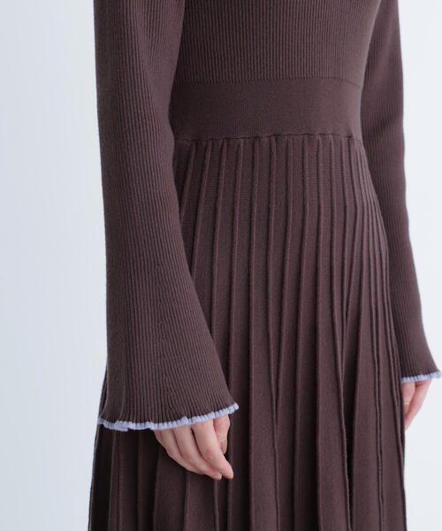 ◇スキッパーバイカラーニットワンピース（ワンピース）｜NATURAL