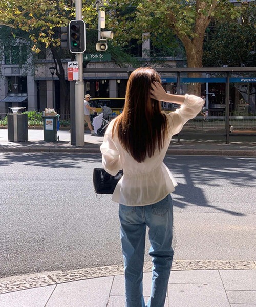 Girly Doll（ガーリードール）の「前後2way シアーリボンペプラムブラウス（Tシャツ/カットソー）」 - WEAR