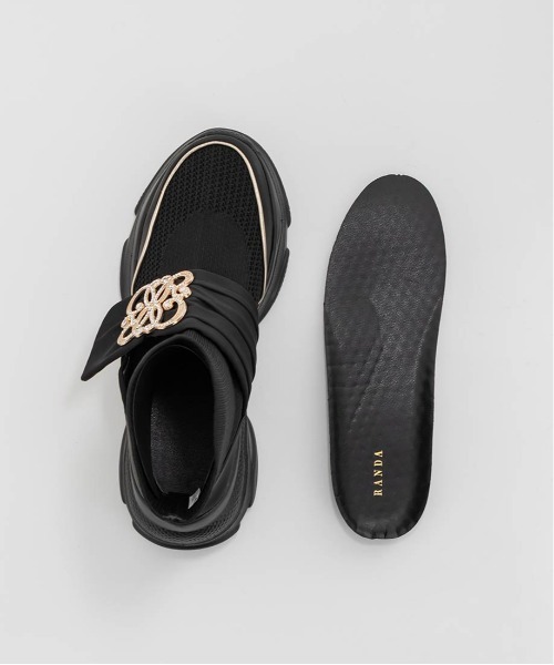 セール】【SUSTAINABLE】ビジューモノグラムパーツソックススニーカー