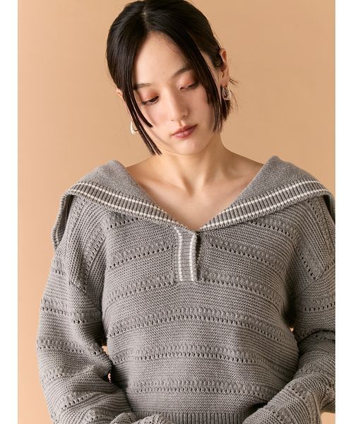 LILY BROWN（リリーブラウン）の「セーラーカラーニットトップス（ニット/セーター）」 - WEAR