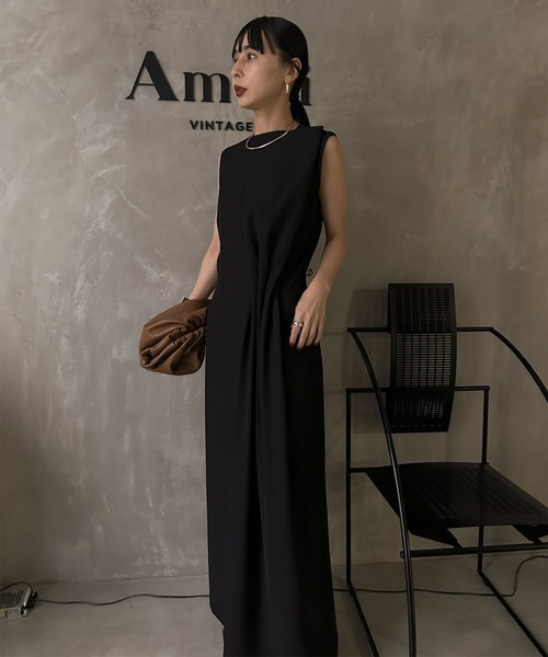 AMERI（アメリ）の「DRAPE RIBBON I LINE DRESS（ワンピース）」 - WEAR