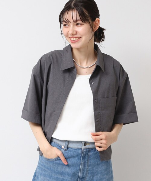 【セール】【撥水・セットアップ可能・洗える】ナイロンクロップド丈シャツ（シャツ/ブラウス）｜Dessin（デッサン）のファッション通販 ...