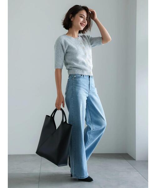 Te chichi（テチチ）の「ラメシャギーハーフスリーブニット（カーディガン/ボレロ）」 - WEAR