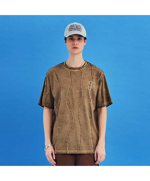 Dyed wave overlock t-shirt / beige（Tシャツ/カットソー）｜UNALLOYED（アナロイド）のファッション ...