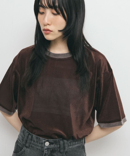 KBF（ケイビーエフ）の「メッシュベロアリンガーTEE（Tシャツ/カットソー）」 - WEAR