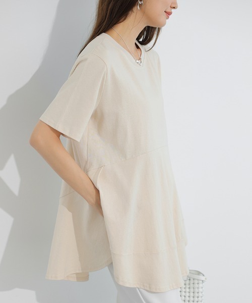 【セール】ペプラムチュニックTシャツ コットン100％Tシャツ（Tシャツ/カットソー）｜COCOMOMO（ココモモ）のファッション通販 - ZOZOTOWN