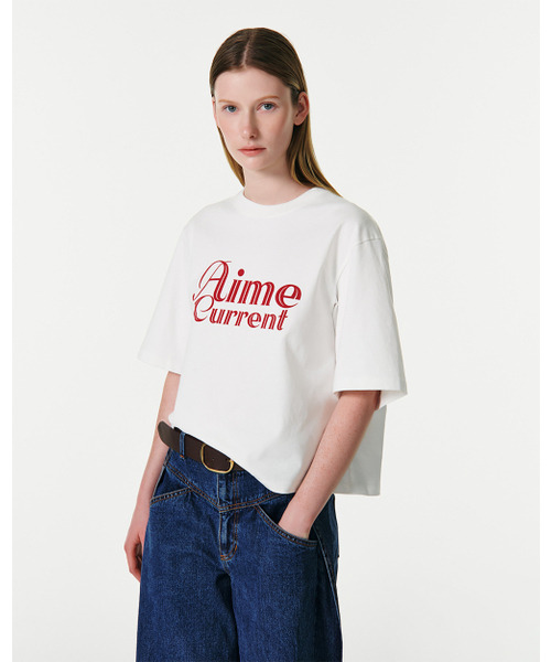 AIME CROP HALF SLEEVES T-SHIRT [WHITE]（Tシャツ/カットソー）｜CURRENT（カレント）のファッション ...
