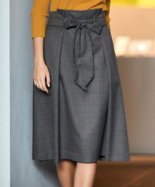 green label relaxing（グリーンレーベルリラクシング）の「KC グレンチェック タックフレア スカート （スカート）」 - WEAR