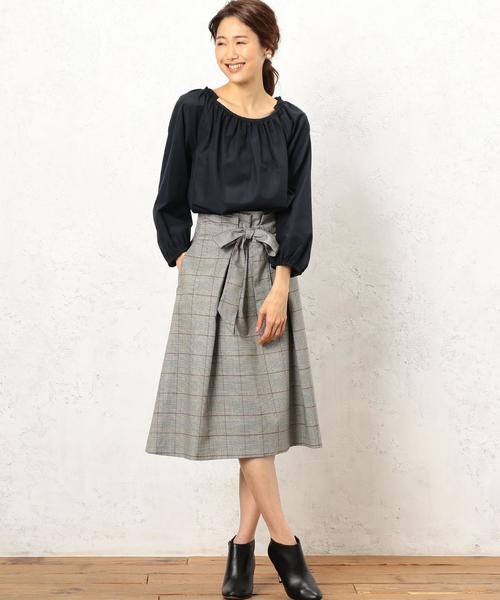 green label relaxing（グリーンレーベルリラクシング）の「KC グレンチェック タックフレア スカート （スカート）」 - WEAR