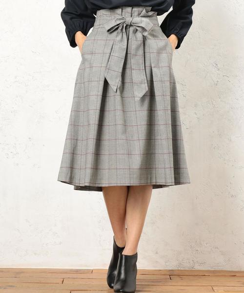 green label relaxing（グリーンレーベルリラクシング）の「KC グレンチェック タックフレア スカート （スカート）」 - WEAR