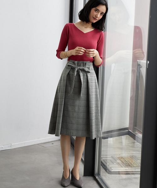 green label relaxing（グリーンレーベルリラクシング）の「KC グレンチェック タックフレア スカート （スカート）」 - WEAR