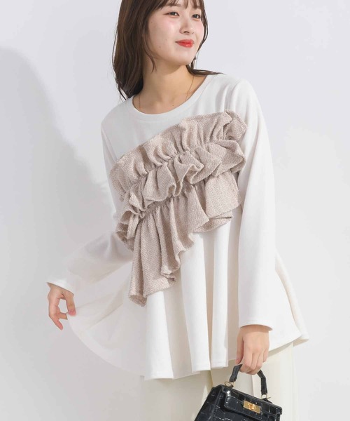 【セール】【WEB限定】フロントツイードフリル切り替えカットソー（Tシャツ/カットソー）｜PICCIN（ピッチン）のファッション通販 - ZOZOTOWN