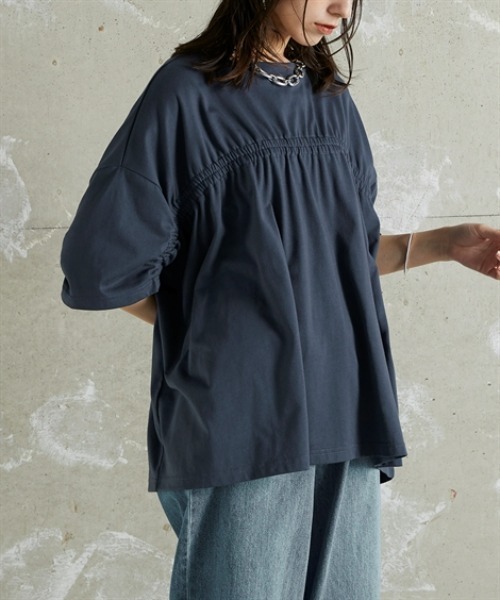 Soiunique（スワユニーク）の「前後ギャザードルマンシルエットゆったりサイズTシャツ [Soiunique]（Tシャツ/カットソー）」 - WEAR