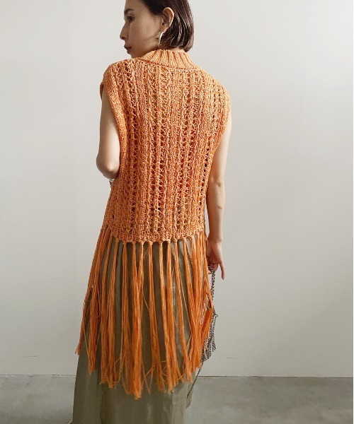 AMERI（アメリ）の「MEDI LONG PASTA FRINGE KNIT（ニット/セーター）」 - WEAR