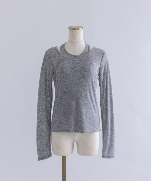 EN NEUME（エンノイム）の「Faux Layer Sheer Ribbed Top（Tシャツ/カットソー）」 - WEAR