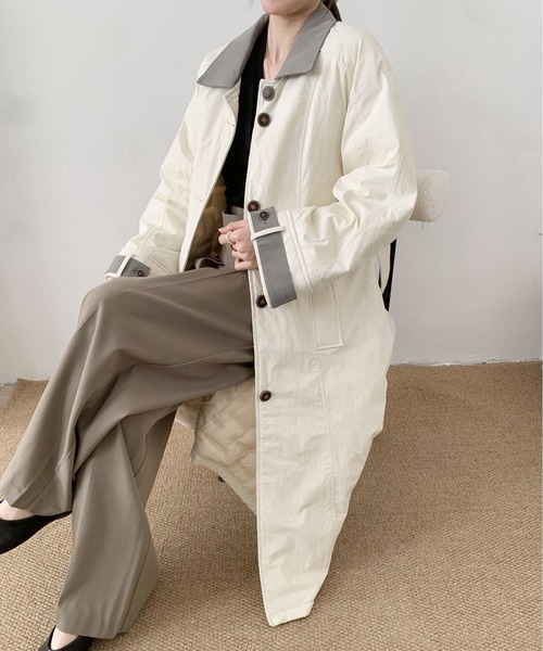 セール】DECADE CLASSIC 襟切り替えロングダウンジャケット（ダウン