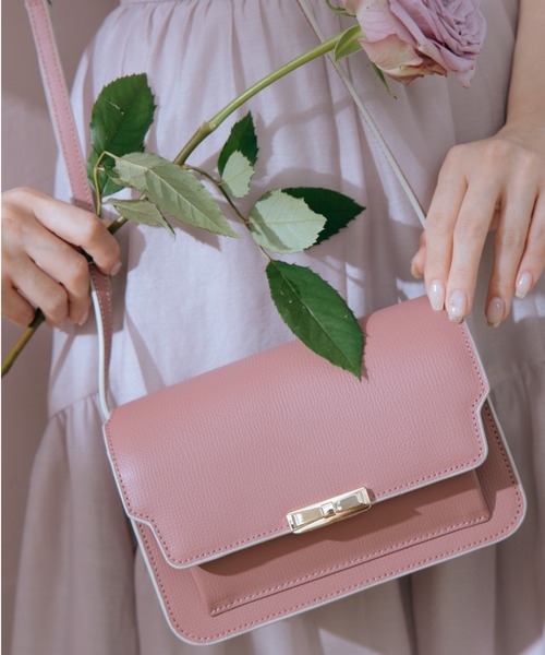 セール】リボンモチーフ金具スプリットレザーショルダーバッグ