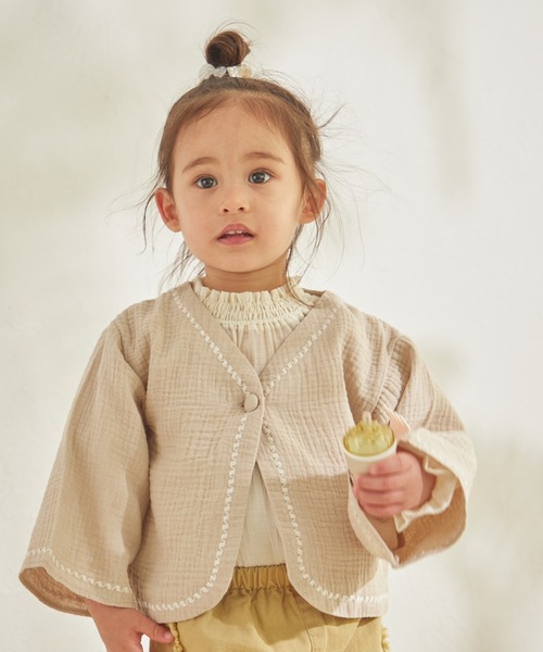 sea and shells（シーアンドシェルズ）の「【sea and shells】配色ステッチ ダブルガーゼ カーディガン（その他ベビー ...