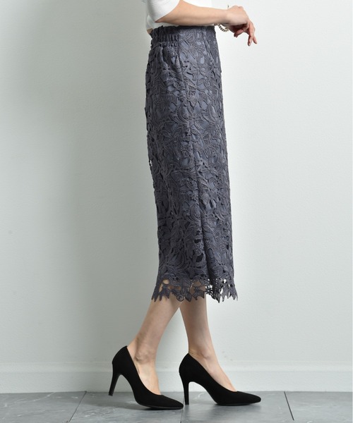 INTERPLANET（インタープラネット）の「ケミカルレースBACKファスナータイトスカート（スカート）」 - WEAR