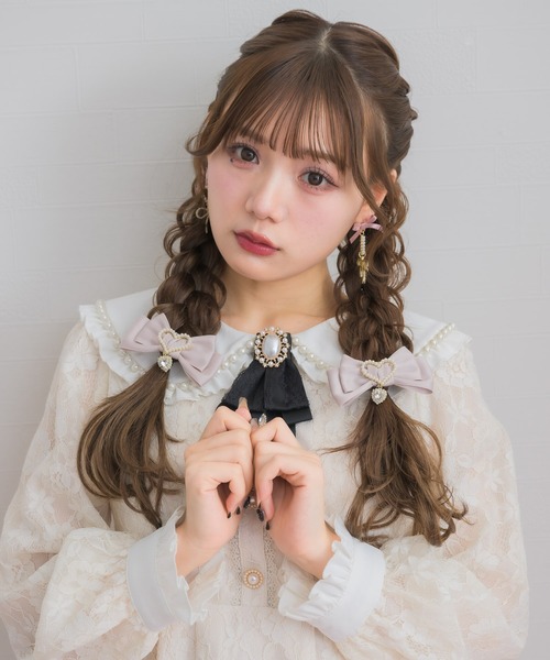 ROJITA（ロジータ）の「ハートチャーム付きリボンヘアクリップSET（バレッタ/ヘアクリップ）」 - WEAR