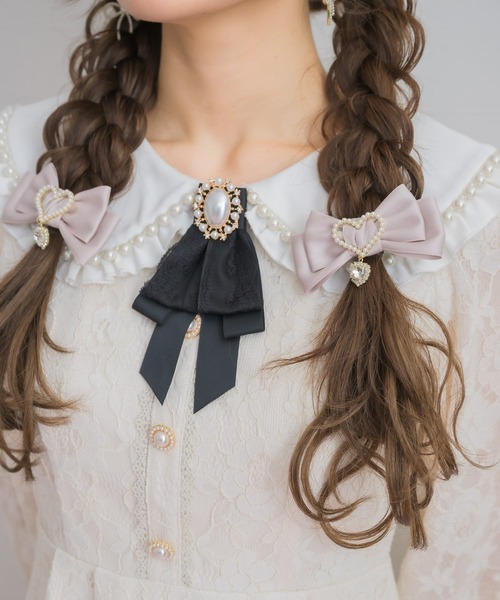 ROJITA（ロジータ）の「ハートチャーム付きリボンヘアクリップSET（バレッタ/ヘアクリップ）」 - WEAR