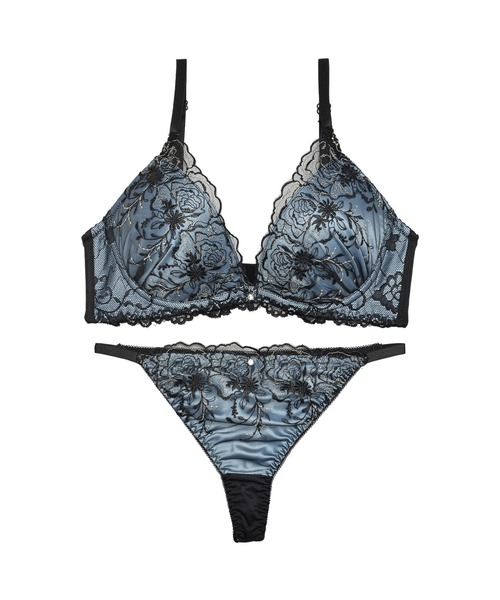 DRW（ドロー）の「グロッシー ジュエル フラワー ブラジャー & Tバック ショーツ セット（ブラ&ショーツ）」 - WEAR