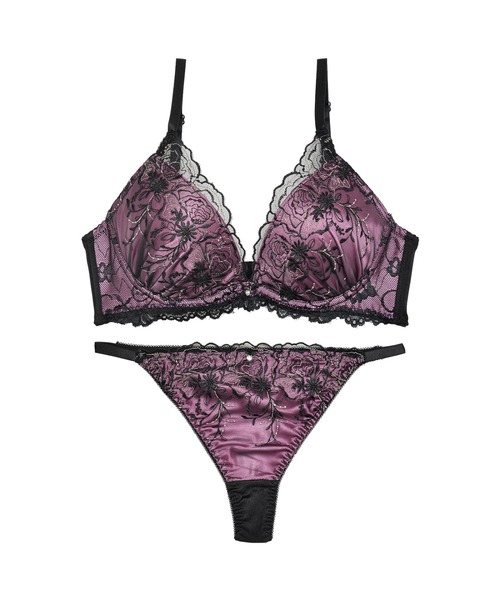 DRW（ドロー）の「グロッシー ジュエル フラワー ブラジャー & Tバック ショーツ セット（ブラ&ショーツ）」 - WEAR