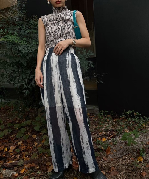 AMERI（アメリ）の「GEOMETRIC PATTERN SHIRRING TOP（ニット/セーター）」 - WEAR