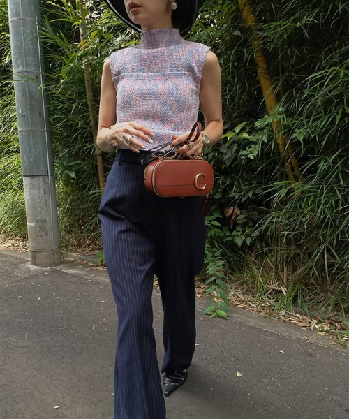 AMERI（アメリ）の「GEOMETRIC PATTERN SHIRRING TOP（ニット/セーター）」 - WEAR