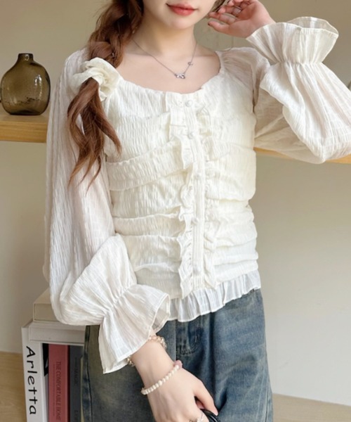 Ada.（エイダ）の「2WAY ボタンデザイン ふんわり キャンディースリーブ ブラウス（シャツ/ブラウス）」 - WEAR