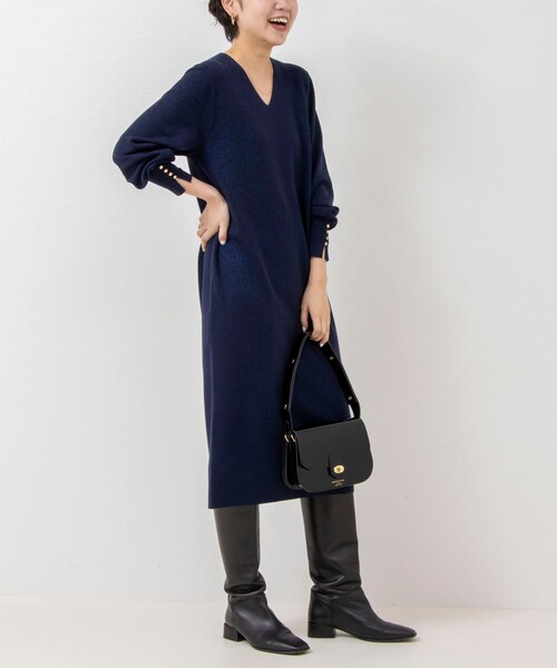 NOLLEY’S Sophi（ノーリーズソフィ）の「《手洗い可能》ラメ総針Vネックコクーンワンピース（ワンピース）」 - WEAR