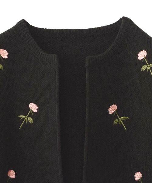 AMERI（アメリ）の「FLOWER EMBROIDERY JACKET KNIT（カーディガン/ボレロ）」 - WEAR