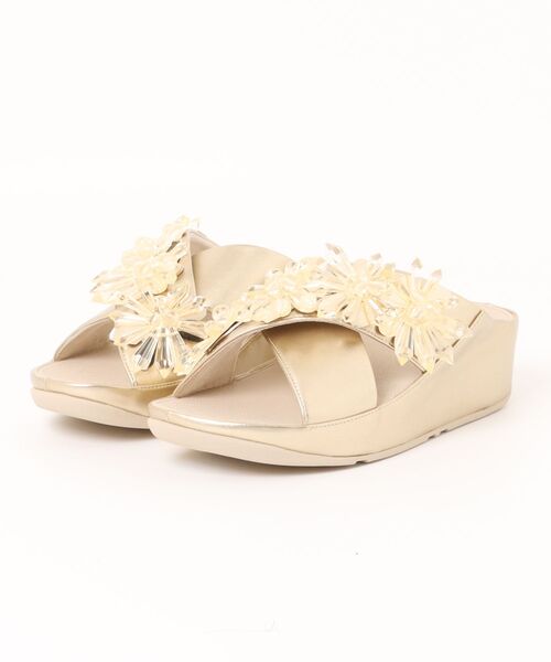 RUMBA STARBURST-BEAD METALLIC CROSS SLIDES（サンダル）｜fitflop（フィットフロップ）の ...